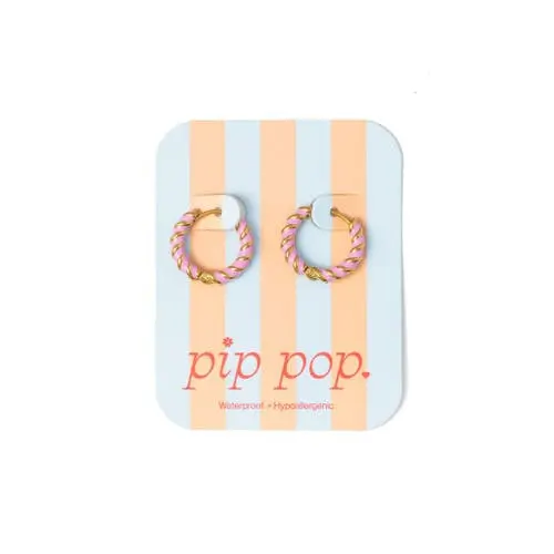 PIP POP Braided Hoop Earrings - Pink
