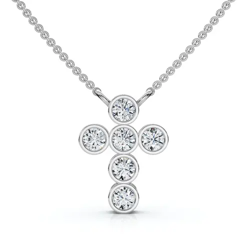 BLISS DIAMOND 1/5ct Diamond Cross Pendant Lab Grown 18" Necklace Ef/vs - White Gold