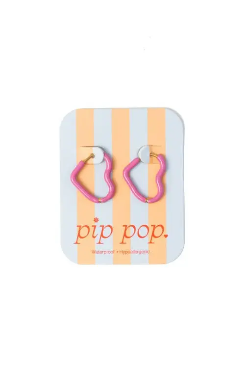 PIP POP Enamel Heart Hoop Earrings