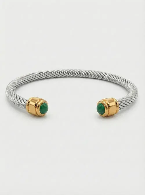 GEMINI JEWELRY Open Cable Cuff Bracelet - Silver