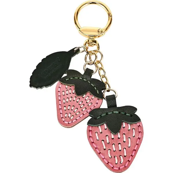 OLD TREND Strawberry Genuine Leather Keychain Charm - Blush