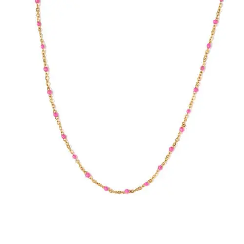 PIP POP Enamel Bead Necklace - Pink