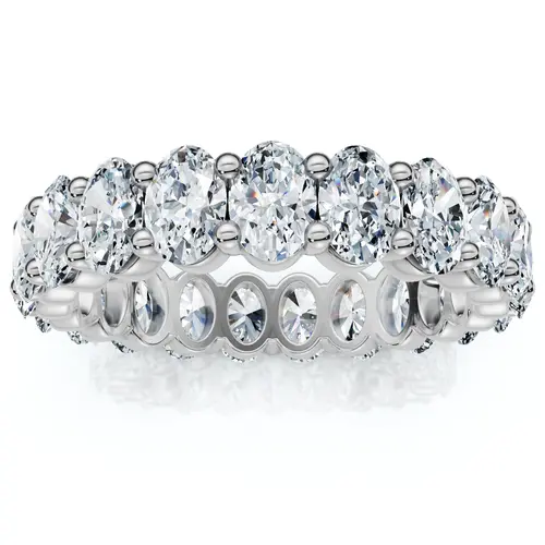 BLISS DIAMOND 3ct Oval Lab Grown Diamond Eternity Ring - 14k White Gold