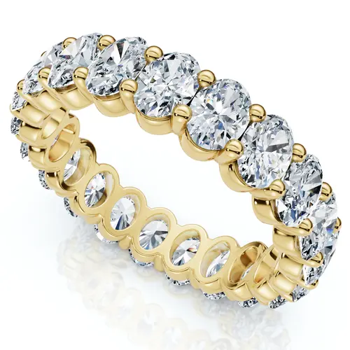 BLISS DIAMOND 3ct Oval Lab Grown Diamond Eternity Ring - 14k Yellow Gold