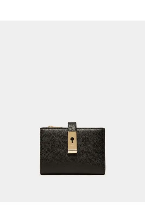 Bally Lock Me Wallet In Grained Leather - Black