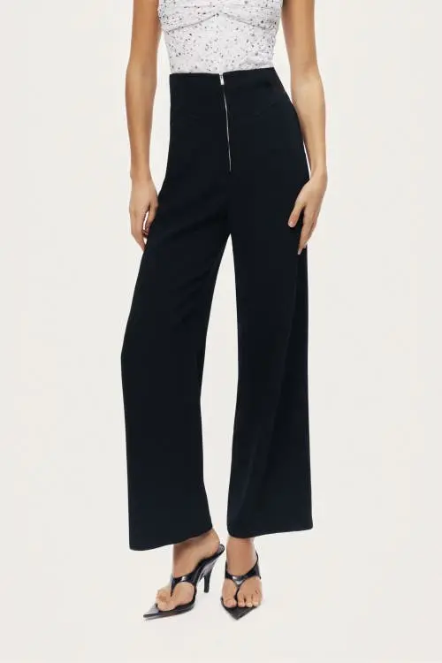 NOCTURNE High-waist Wide-leg Pants - Black