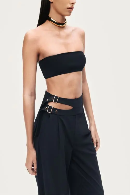 NOCTURNE Cut-out Waist Wide-leg Pants