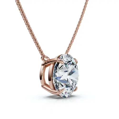 BLISS DIAMOND 2ct Round Cut Diamond Solitaire Pendant 14k Gold 18" Necklace Lab Grown - Rose Gold