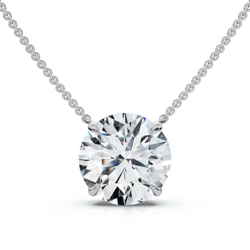 BLISS DIAMOND 2ct Round Cut Diamond Solitaire Pendant 14k Gold 18" Necklace Lab Grown - White Gold