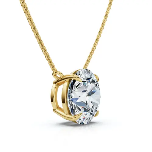 BLISS DIAMOND 2ct Round Cut Diamond Solitaire Pendant 14k Gold 18" Necklace Lab Grown - Yellow Gold