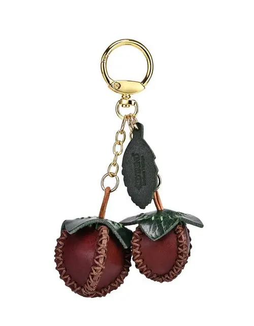 OLD TREND Simi Genuine Leather Mini Fruit Key Charm - Wine