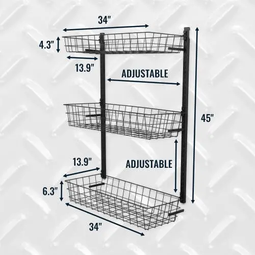 STOREYOUR G-basket | Adjustable Wall Storage System | Holds 120 Lbs