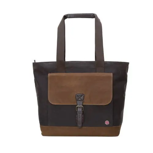 TOKEN Waxed Montague Tote Bag - Dark Brown