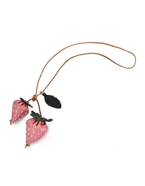 OLD TREND Strawberry Genuine Leather Artisan Charm - Blush