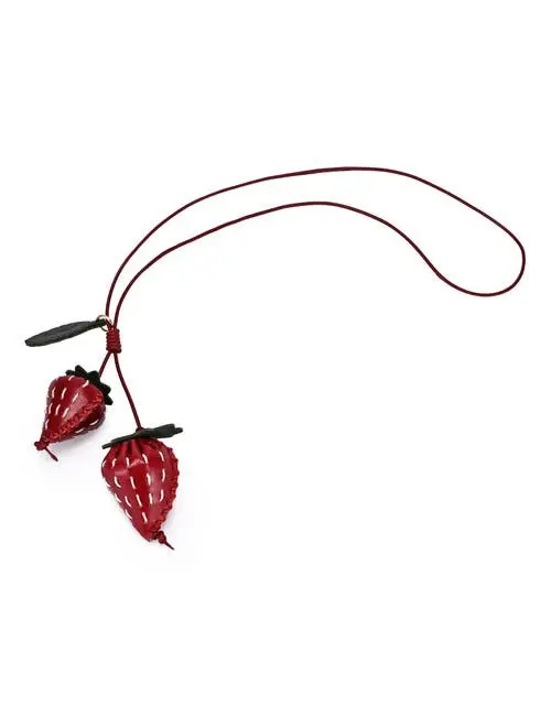 OLD TREND Strawberry Genuine Leather Artisan Charm - Ruby