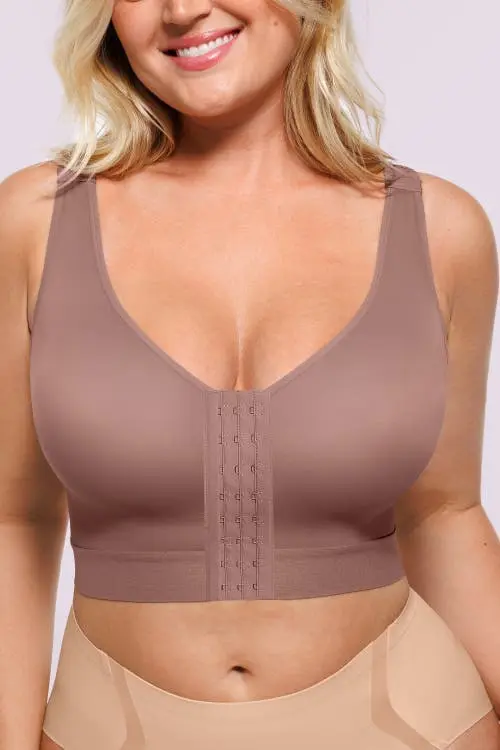 SHAPELLX Airslim® Unlined Wireless Back Support Bra - Mauve Brown