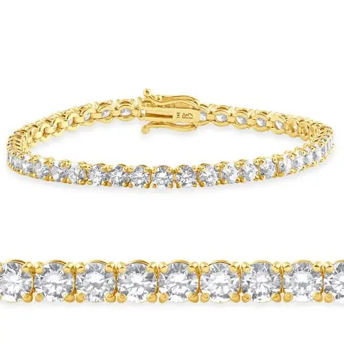 BLISS DIAMOND 10 Ct Lab Grown Diamond Tennis Bracelet 14k Gold 7 - 14k Yellow Gold
