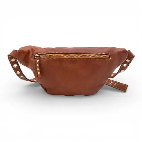 BOLSA NOVA Baby Bella Washed Italian Leather Belt Bag - Cognac