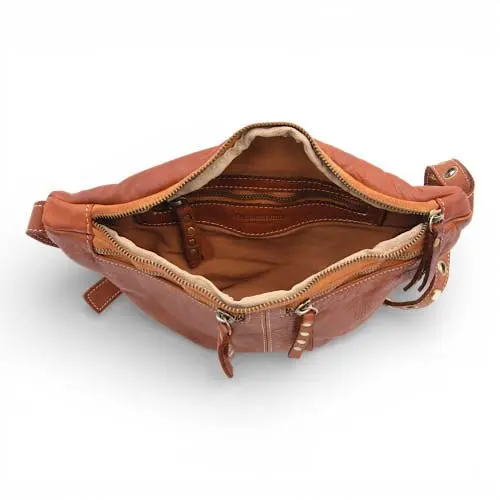 BOLSA NOVA Baby Bella Washed Italian Leather Belt Bag - Cognac