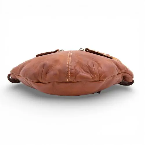 BOLSA NOVA Baby Bella Washed Italian Leather Belt Bag - Cognac