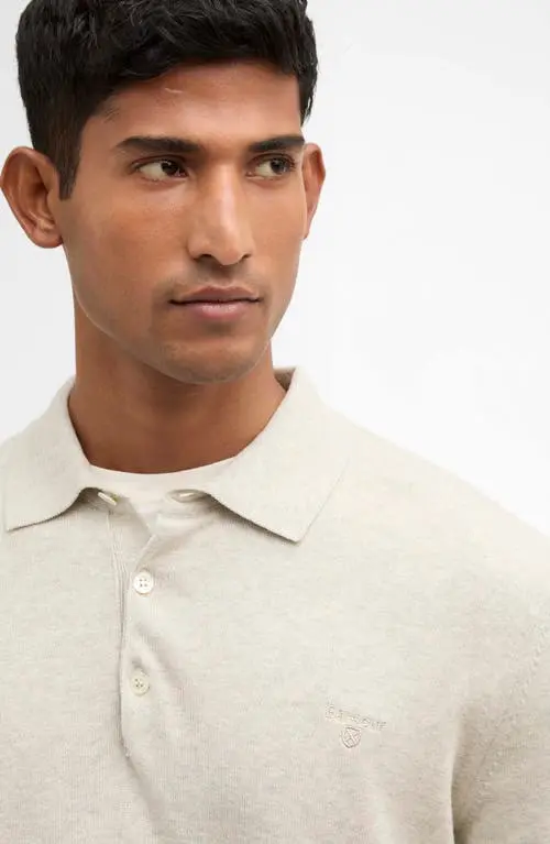 Barbour Long Sleeve Cotton Polo - Neutral