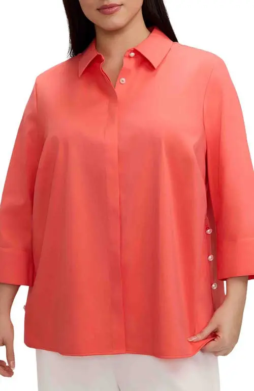 Foxcroft Beatrice Side Button Shirt - Georgia Peach