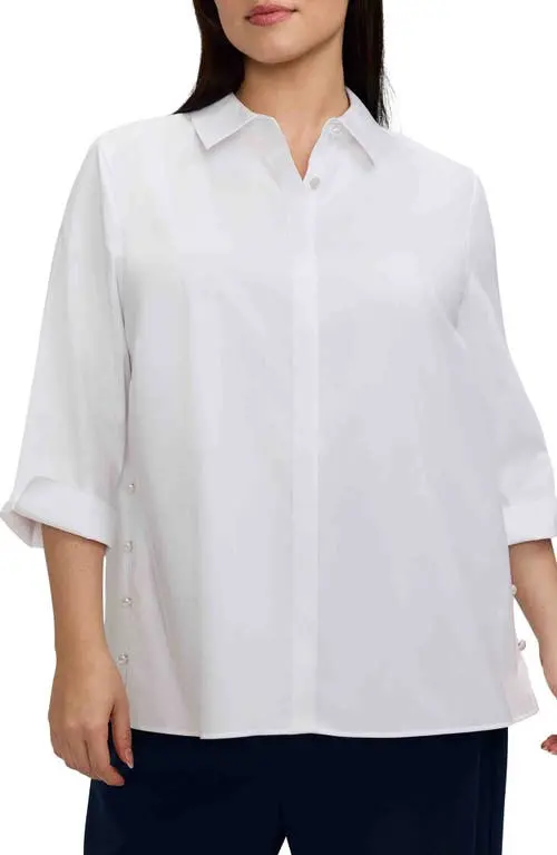 Foxcroft Beatrice Side Button Shirt - White