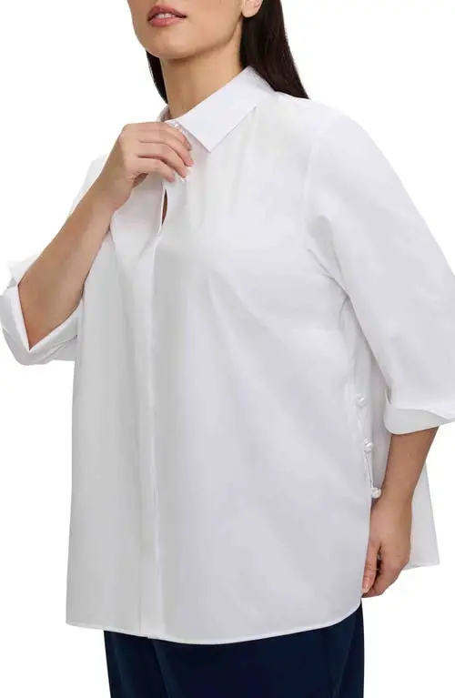 Foxcroft Beatrice Side Button Shirt - White