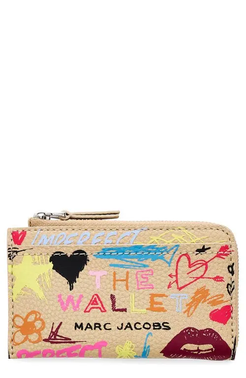 Marc Jacobs The Punk Scribble Top Zip Multi Wallet - Beige Multi