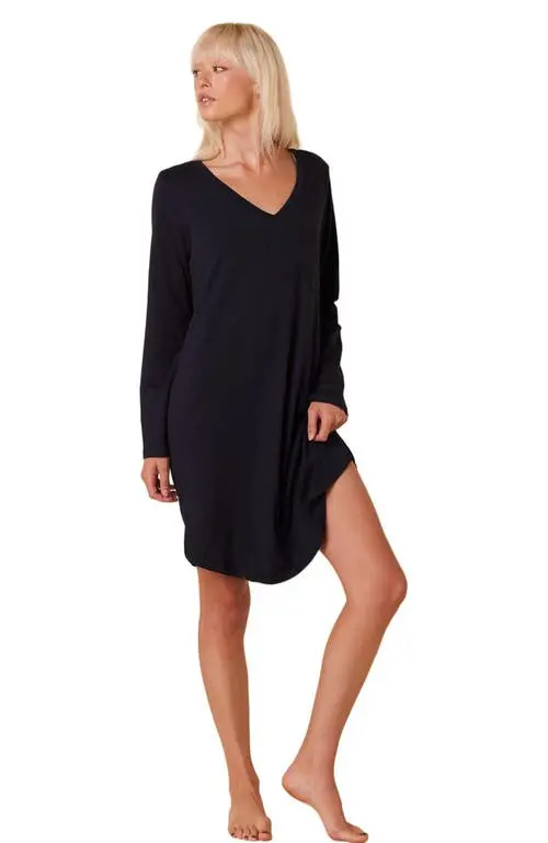 THE CAT'S PAJAMAS Pima Knit Sleep Shirt - Classic Midnight