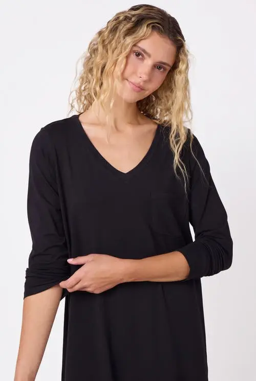 THE CAT'S PAJAMAS Classic Solid Pima Knit Sleep Shirt