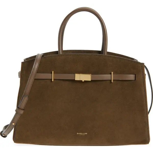 DEMELLIER The Midi Hudson Suede Top Handle Bag - Hazel