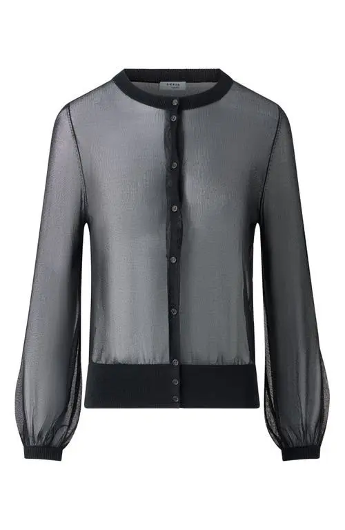 Akris Sheer Knit Cardigan With Bishop Sleeves