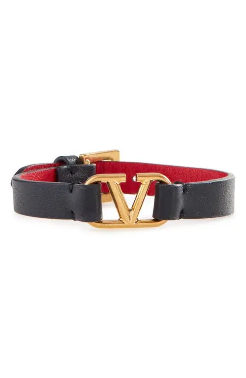 Valentino Garavani Vlogo Leather Bracelet - Nero