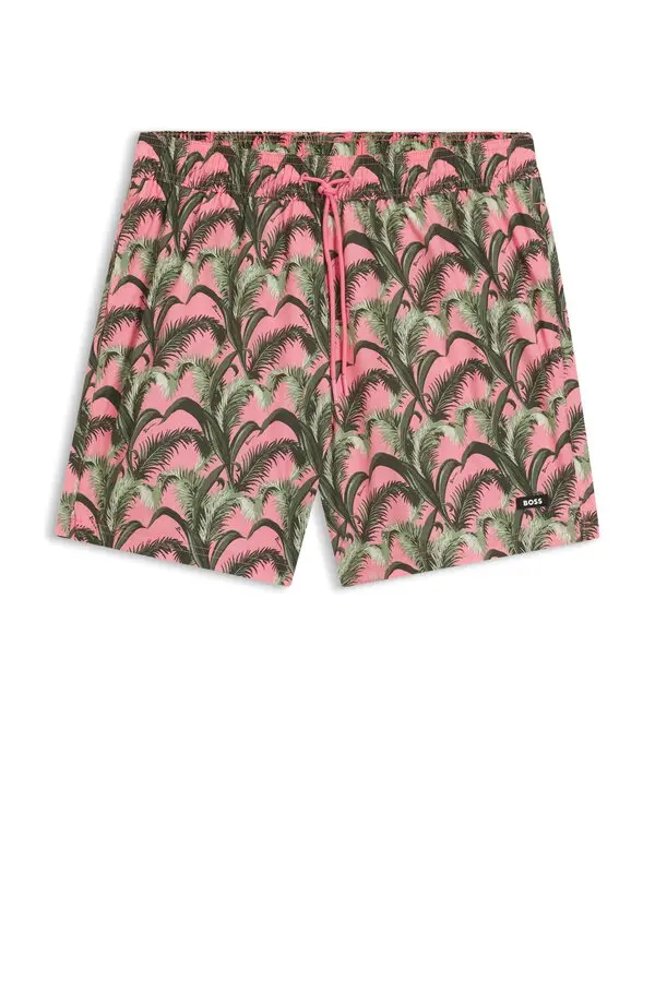 BOSS Swim Shorts With All-over Print - Light Pink