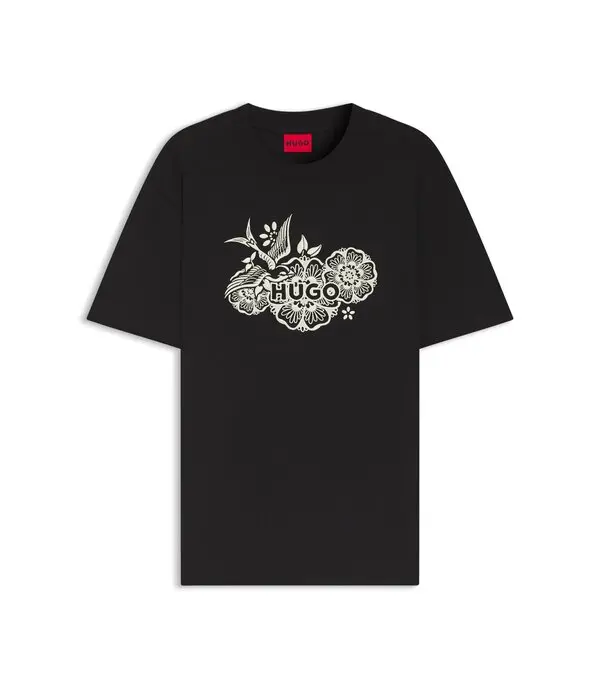 Hugo Cotton-jersey T-shirt With Embroidered Artwork