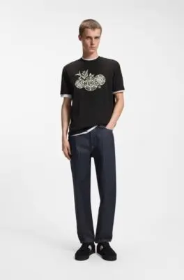Hugo Cotton-jersey T-shirt With Embroidered Artwork