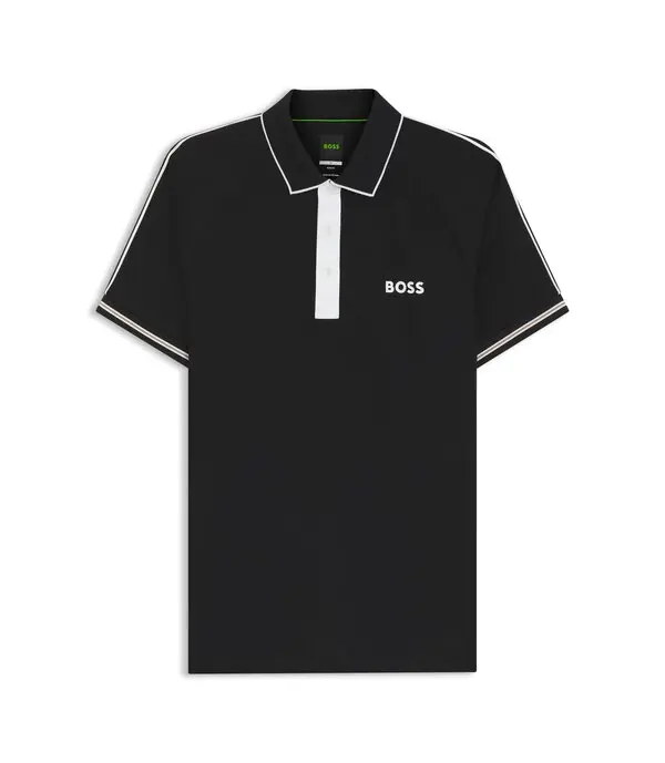 BOSS Active Slim-fit Polo Shirt With Moisture Management - Black