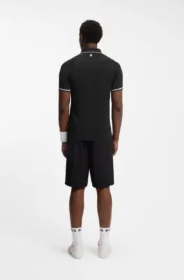BOSS Active Slim-fit Polo Shirt With Moisture Management - Black