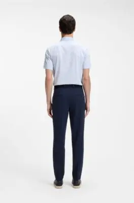 BOSS Printed Slim-fit Shirt In Cotton-blend Jersey - Light Blue