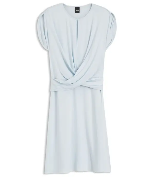BOSS Wrap-detailed Dress - Light Blue