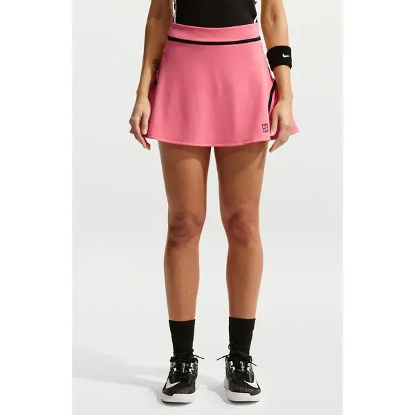 Nike Court Advantage Dri-fit High Waist Tennis Skort - Coral/black