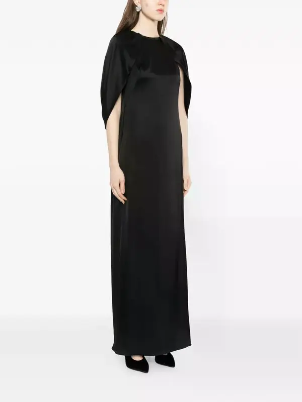 Amsale Column Cape Maxi Dress - Black
