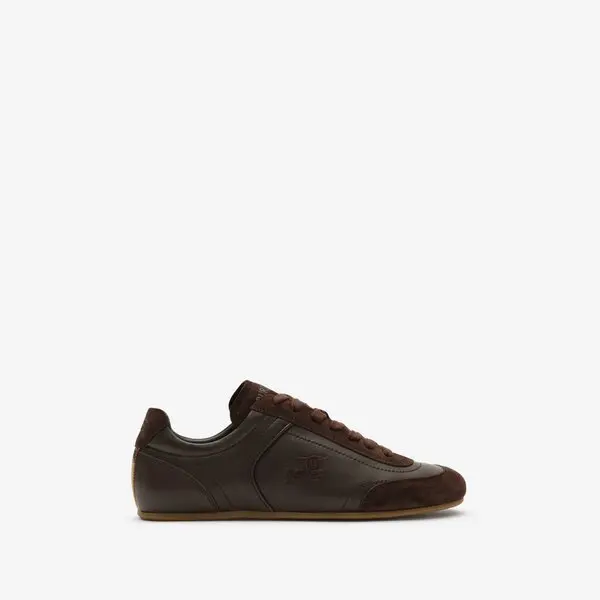 Burberry Leather Knight Runner Sneakers - Moorhen Brown