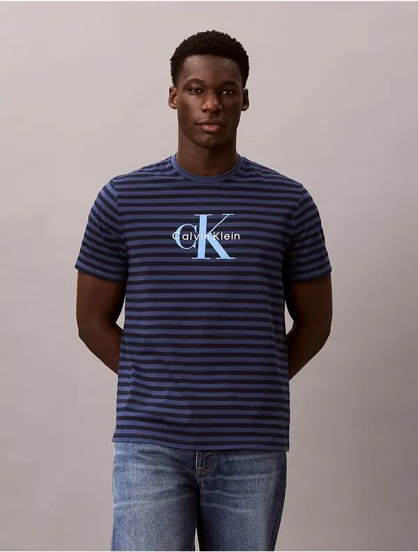 Calvin Klein Monologo Graphic Stripe Classic T-shirt - Dark Denim/dark Sapphire