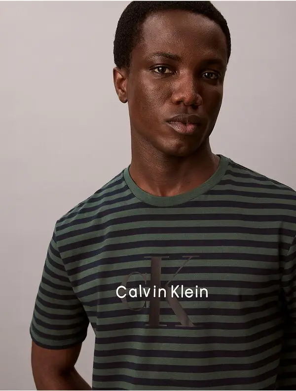 Calvin Klein Monologo Graphic Stripe Classic T-shirt - Sycamore