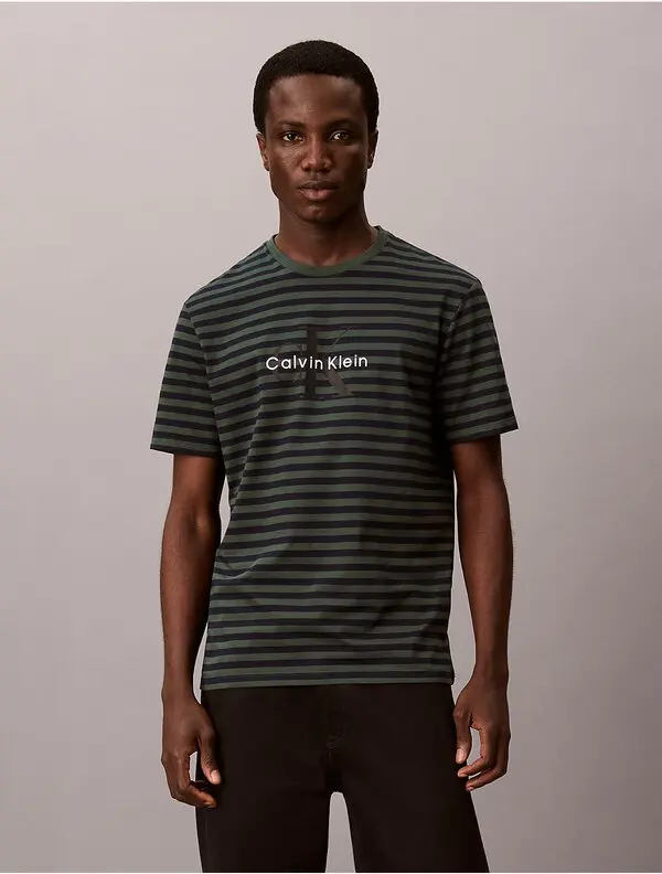 Calvin Klein Monologo Graphic Stripe Classic T-shirt - Sycamore