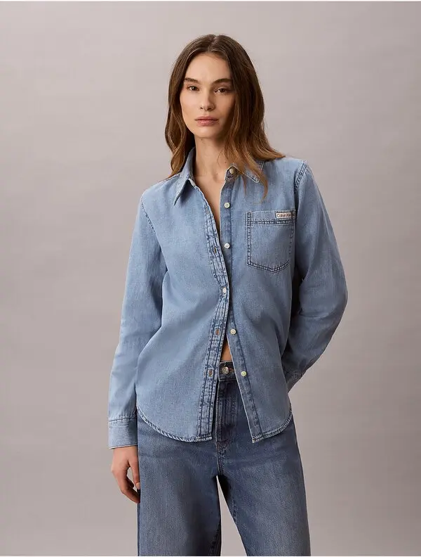 Calvin Klein Denim Button-down Shirt - Rainfall