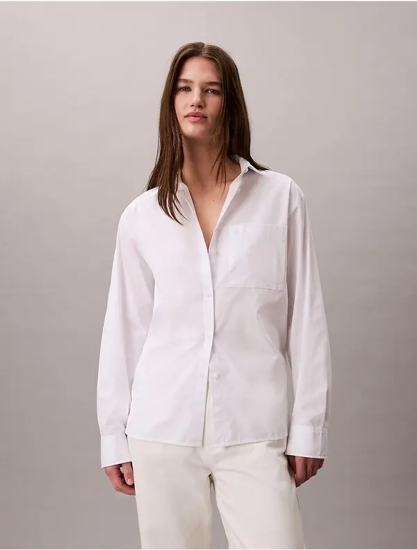 Calvin Klein Cotton Poplin Relaxed Button-down Shirt - Brilliant White
