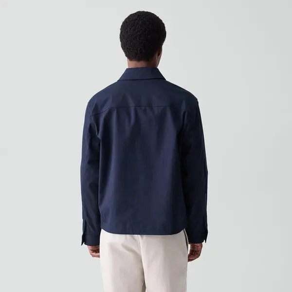 Theory Button-front Jacket In Moonsoft Cotton - Baltic